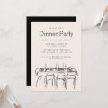 Dinner Table Party Modern Simple Line Drawing Invitation | Zazzle