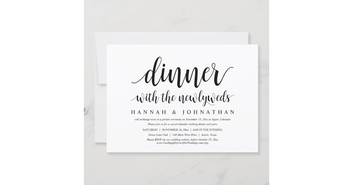 Dinner with the newlyweds, Wedding Elopement Invitation | Zazzle