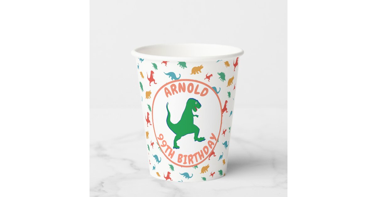 Dino Birthday Kids Jurassic Prehistoric Funny Paper Cups | Zazzle