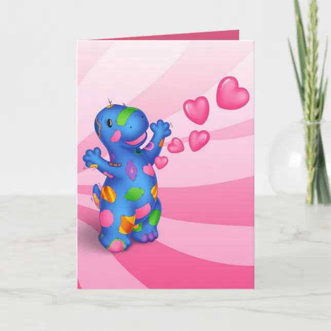 Dino-Buddies™ Valentines Day Card - Patches™ Heart | Zazzle