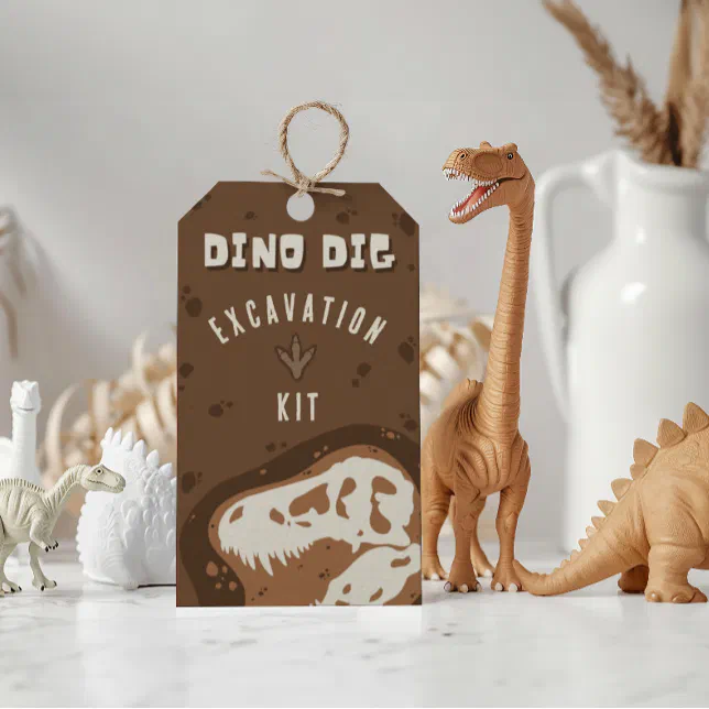 Dino Dig Dinosaur Excavation Kit Favor Tags | Zazzle