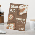 Dino Dig Dinosaur Excavation Station Party Pedestal Sign | Zazzle