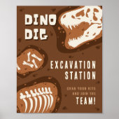 Dino Dig Dinosaur Excavation Station Party Poster | Zazzle