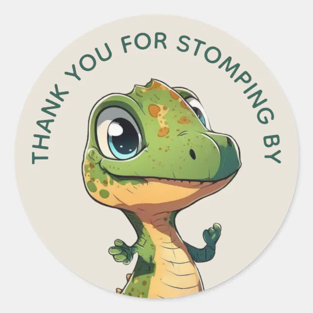 Dino dinomite party. Dinosaur birthday thank you Classic Round Sticker ...