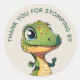 Dino dinomite party. Dinosaur birthday thank you Classic Round Sticker ...