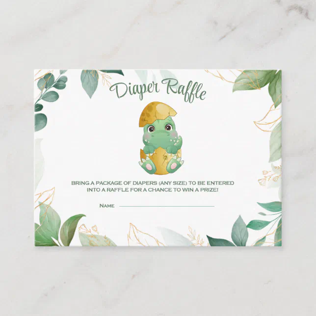 Dino Egg Baby Shower Diaper Raffle Card | Zazzle