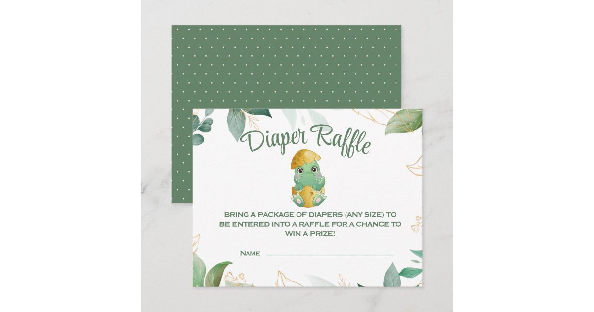 Dino Egg Baby Shower Diaper Raffle Card | Zazzle