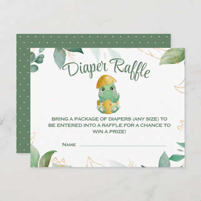 Dino Egg Baby Shower Diaper Raffle Card | Zazzle
