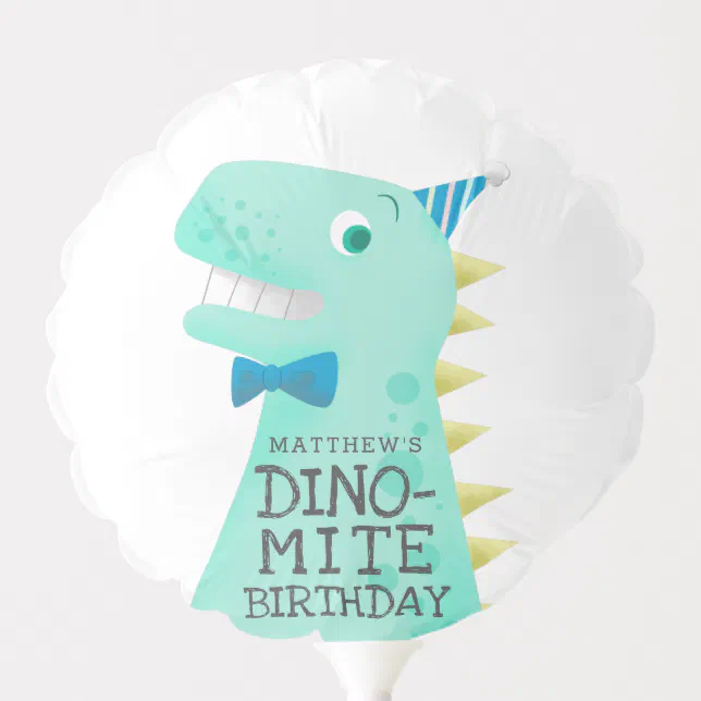 DINO-MITE Dinosaur Birthday Party Personalized Balloon | Zazzle