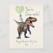 Dino-mite Green Dinosaur Valentine Photo Postcard | Zazzle