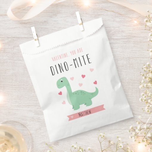 Dino-Mite Valentine's Day Favor Bag | Zazzle