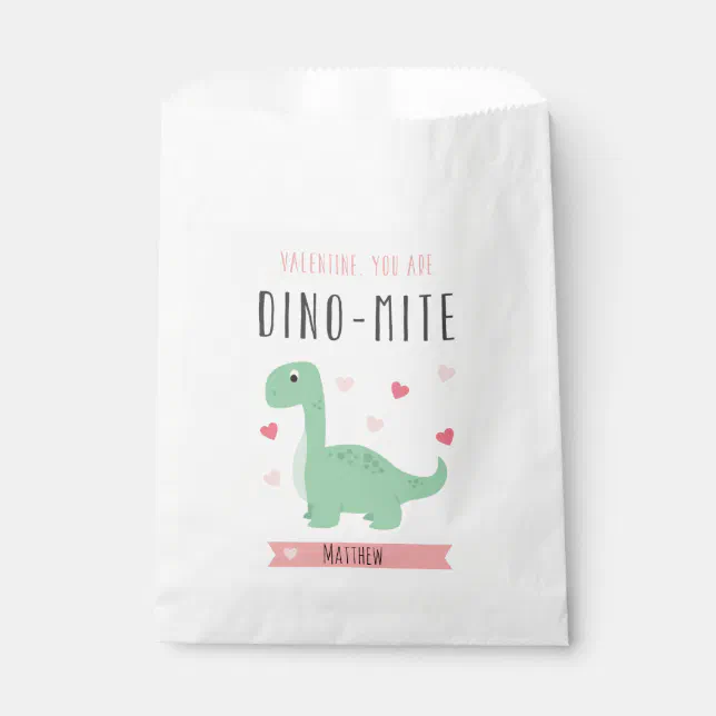 Dino-Mite Valentine's Day Favor Bag | Zazzle
