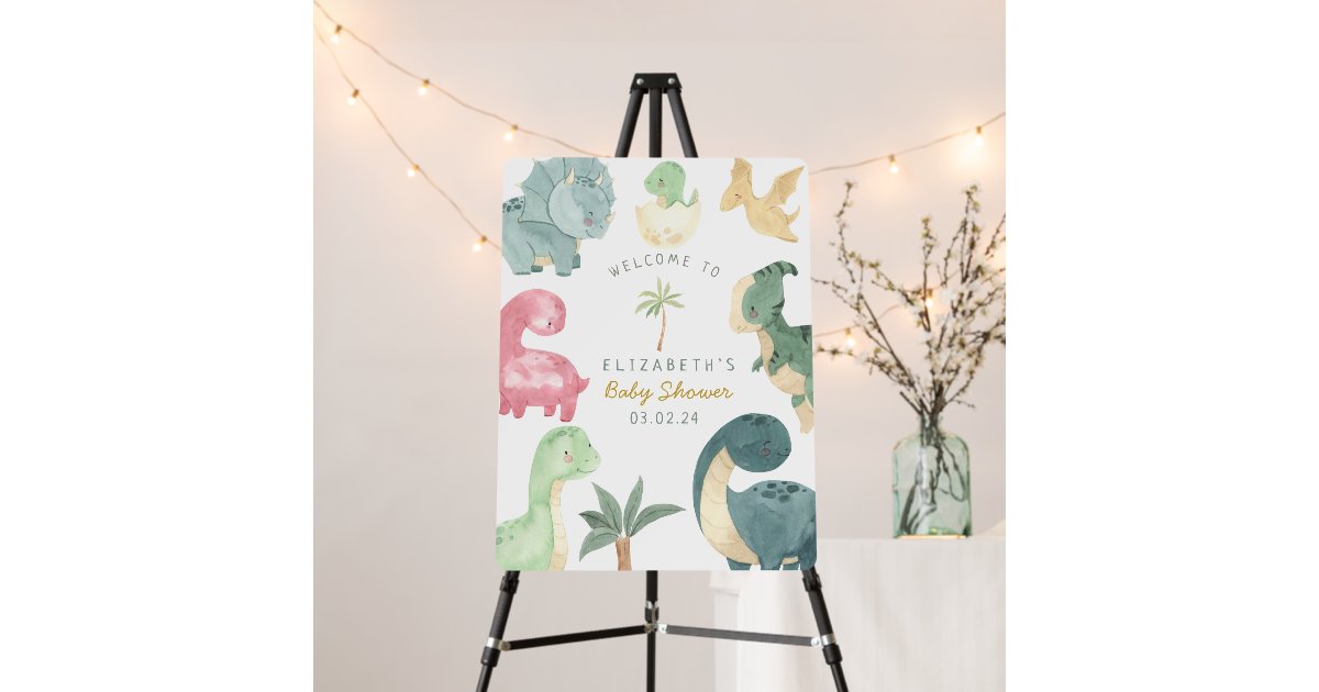 Dino Party Dino mite Baby Shower Welcome Foam Board | Zazzle