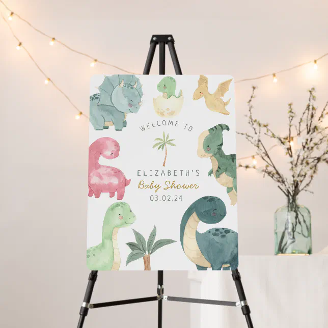 Dino Party Dino mite Baby Shower Welcome Foam Board | Zazzle