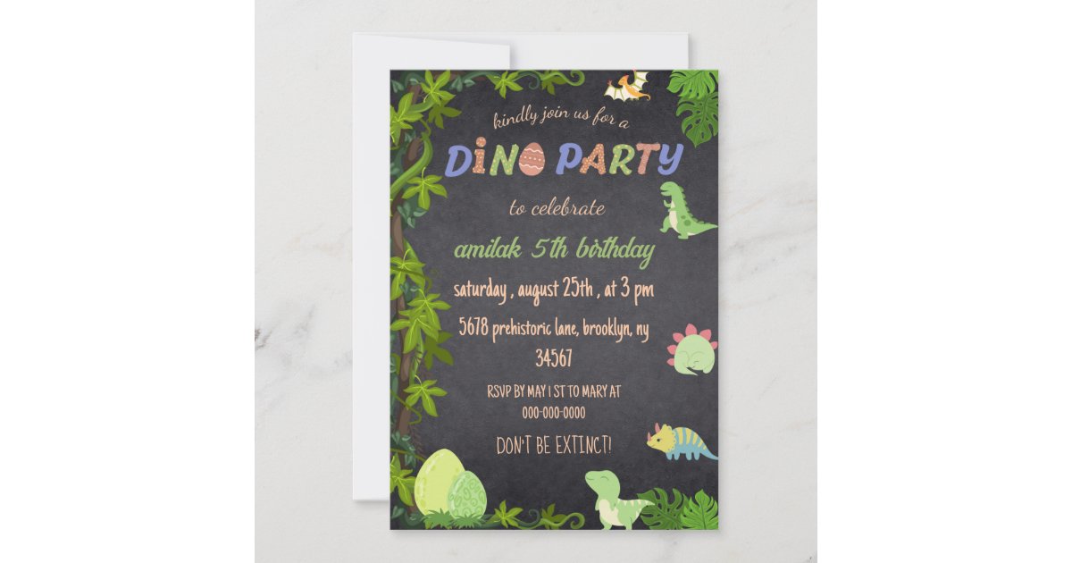 Dino Party jungle cute dinosaurs Invitation | Zazzle