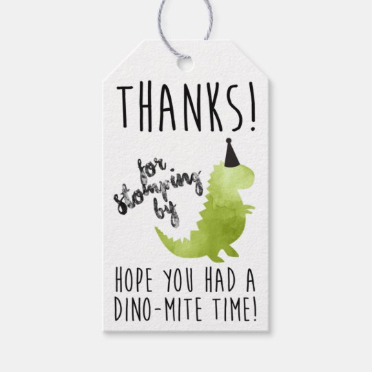 Dino Thank You Tags, Dinosaur Theme Party, Stomp Gift Tags | Zazzle.com
