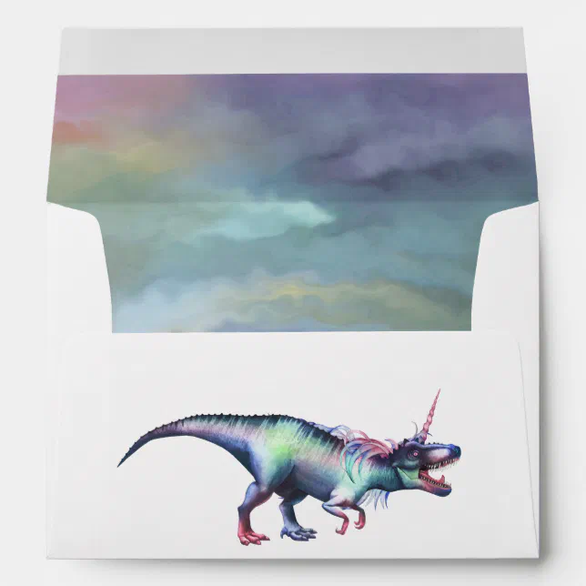 Dinocorn Party | Roaring Magical Unicorn Dinosaur Envelope | Zazzle