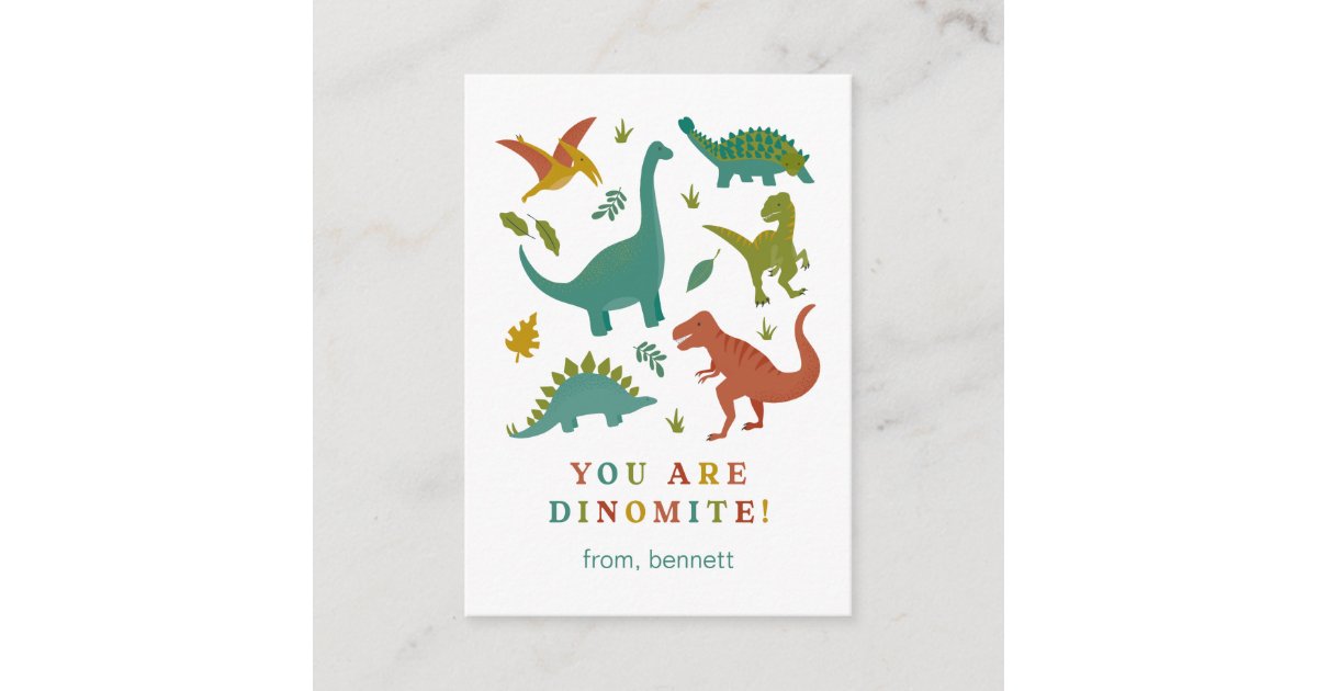 Dinomite Dinosaur Classroom Valentine Card | Zazzle