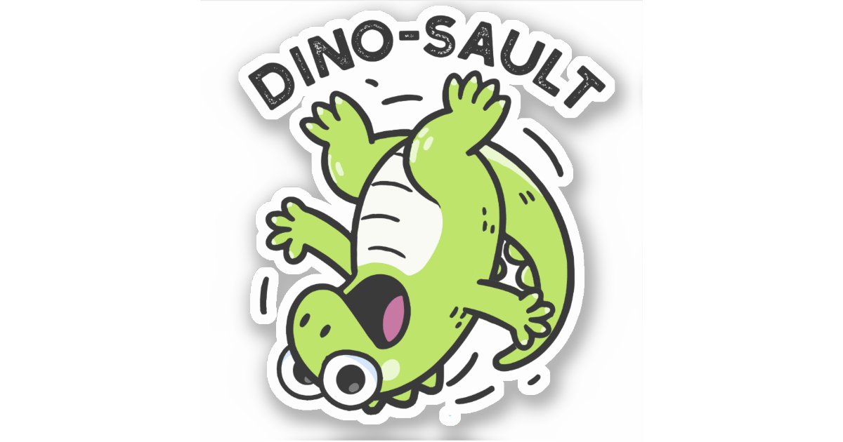Dinosault Funny Dinosaur Pun Sticker | Zazzle