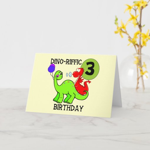 Dinosaur 3rd Birthday Tshirts and Gifts Card | Zazzle