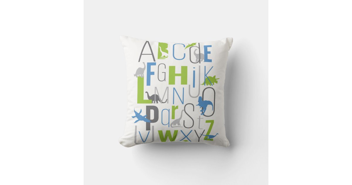 Dinosaur ABC Alphabet Pillow Modern KIds Decor | Zazzle