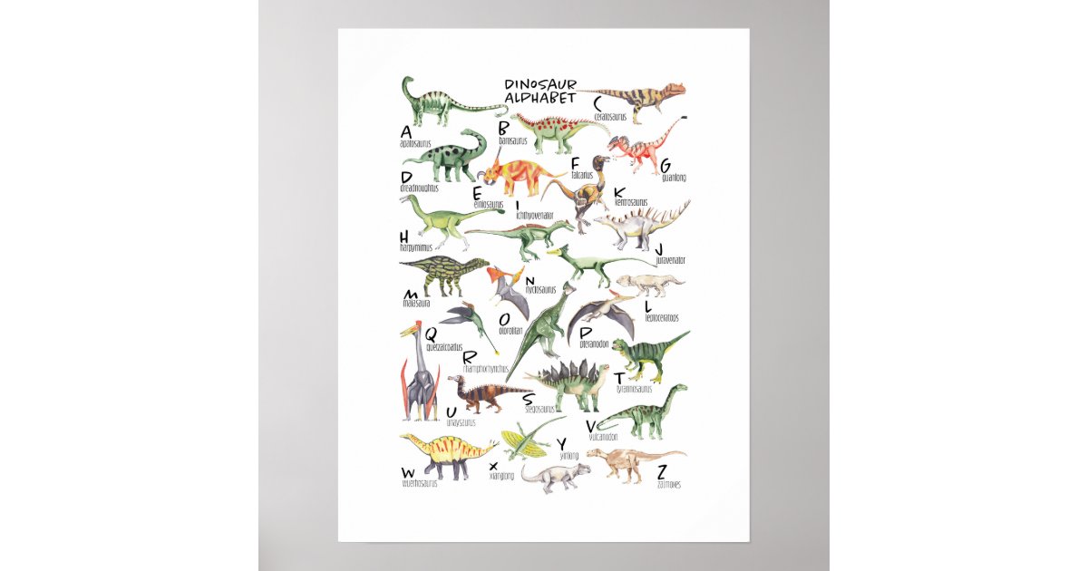 Dinosaur Alphabet Poster | Zazzle