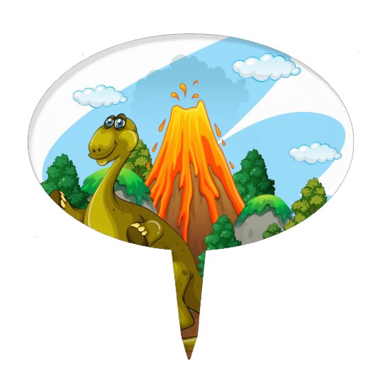 Dinosaur and volcano eruption cake topper | Zazzle.com