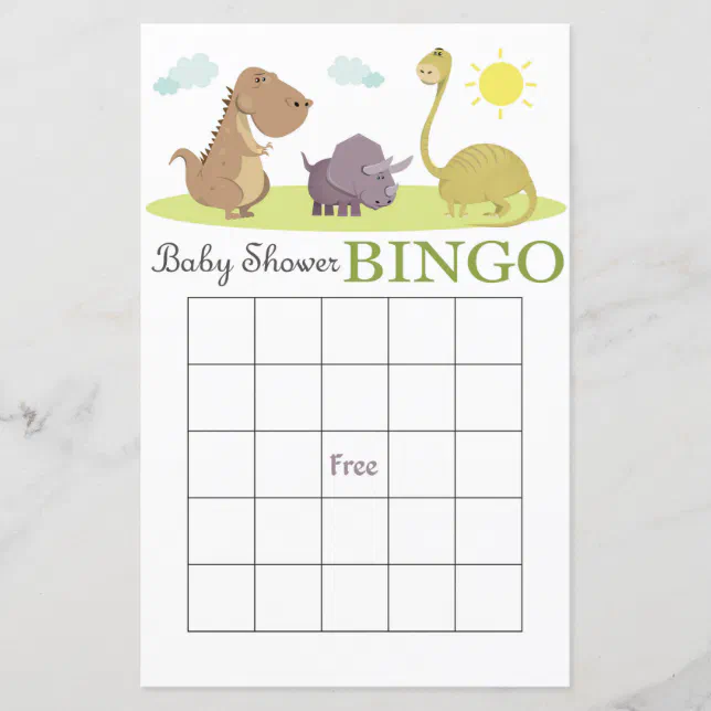 Dinosaur baby shower bingo card | Zazzle