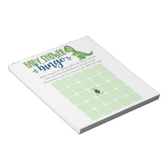 Dinosaur Baby Shower Bingo Card Notepad | Zazzle