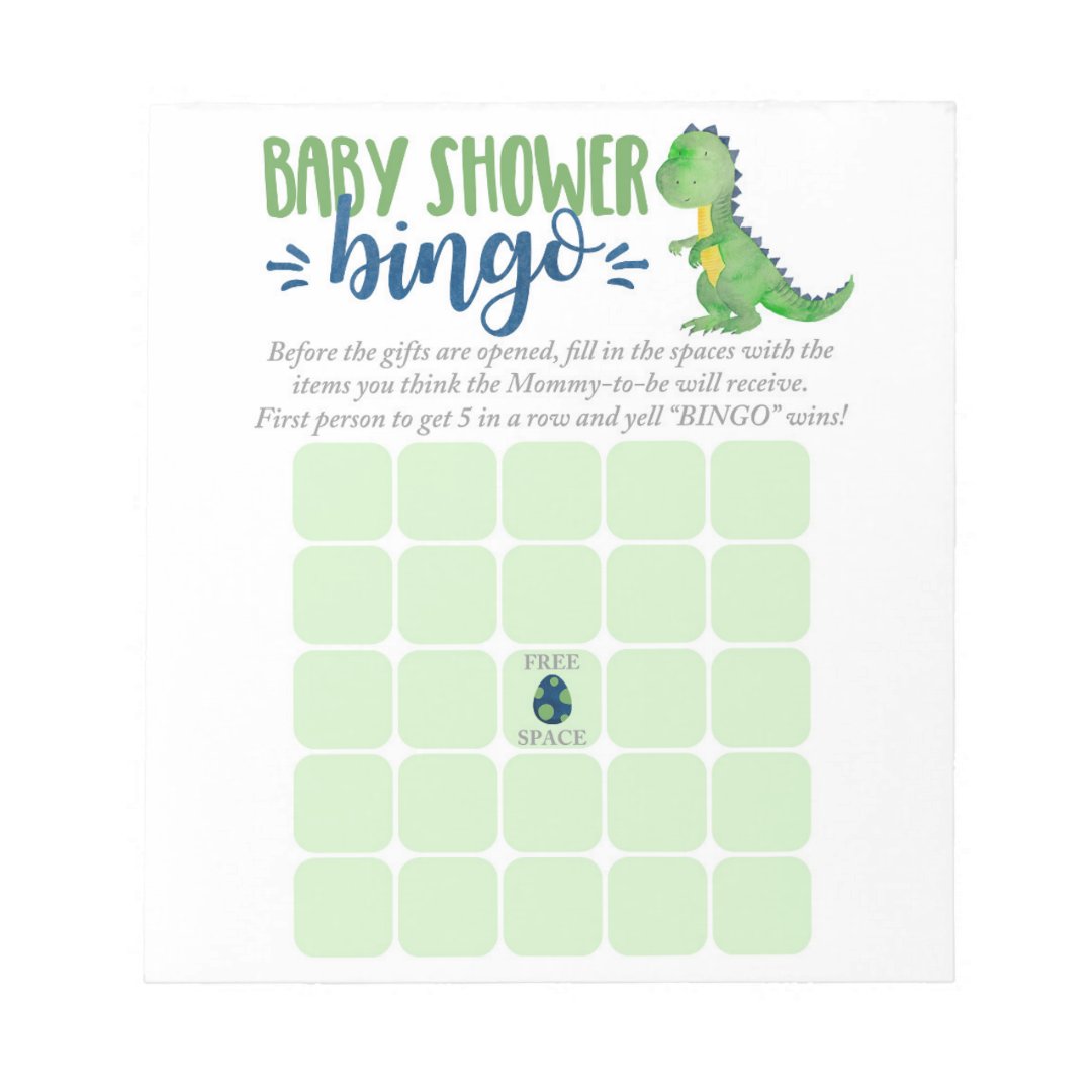 Dinosaur Baby Shower Bingo Card Notepad | Zazzle
