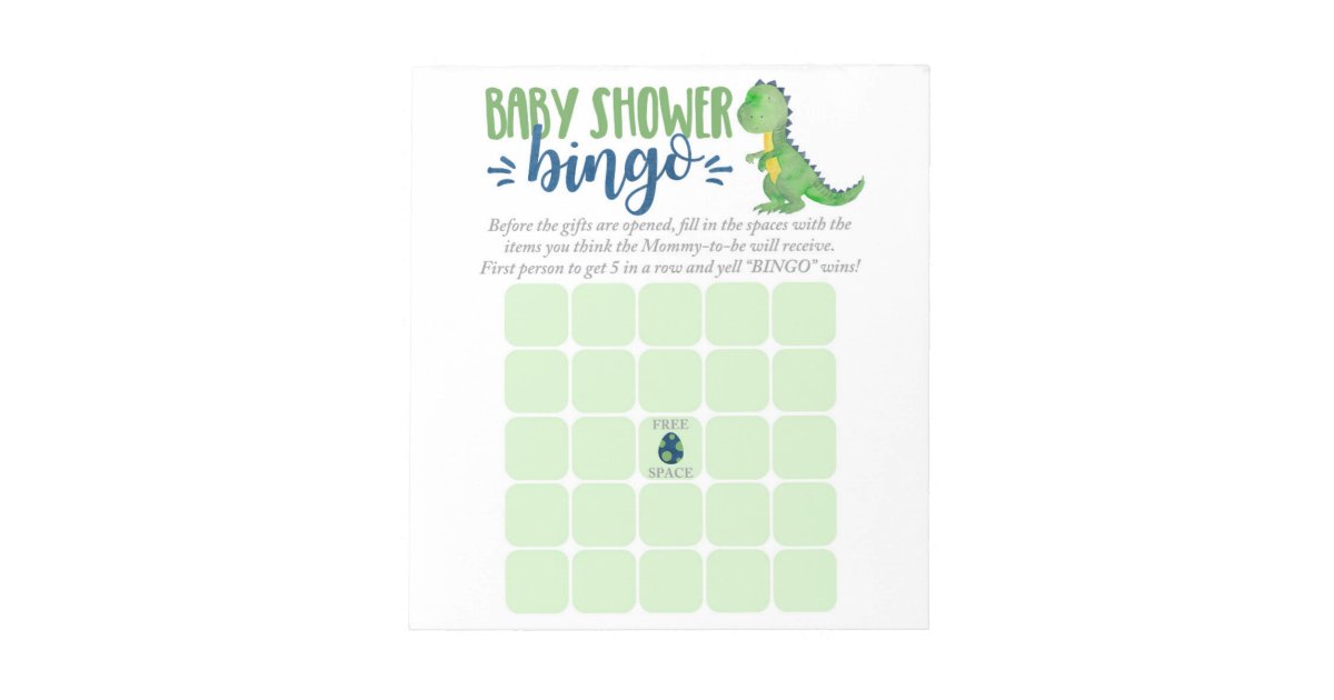 Dinosaur Baby Shower Bingo Card Notepad | Zazzle