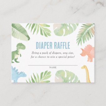 Dinosaur Baby Shower Diaper Raffle Ticket Enclosure Card | Zazzle