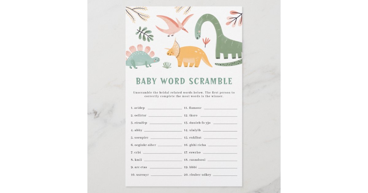 Dinosaur Baby Shower Game | Zazzle