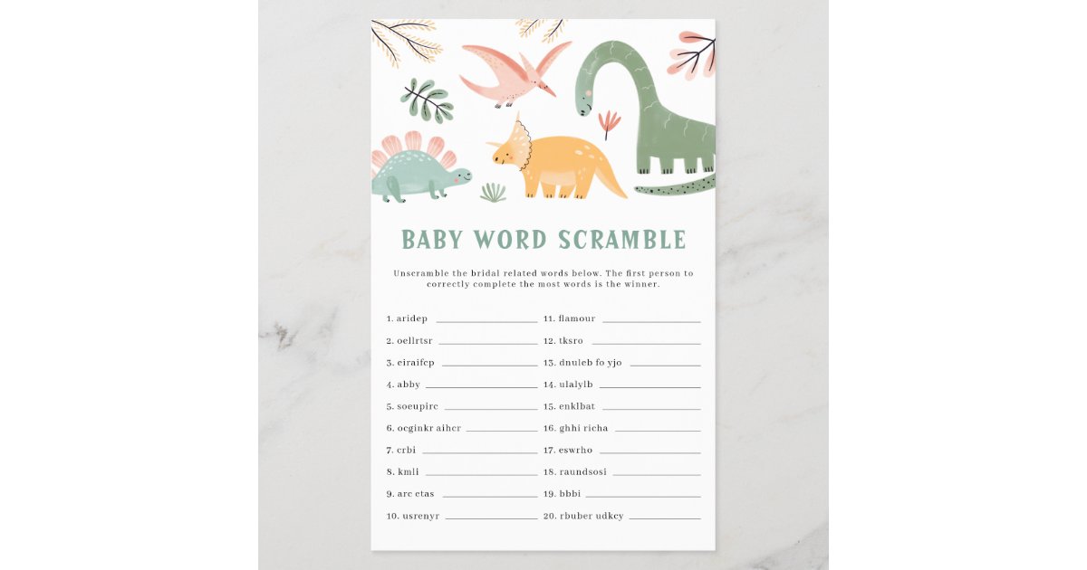 Dinosaur Baby Shower Game | Zazzle