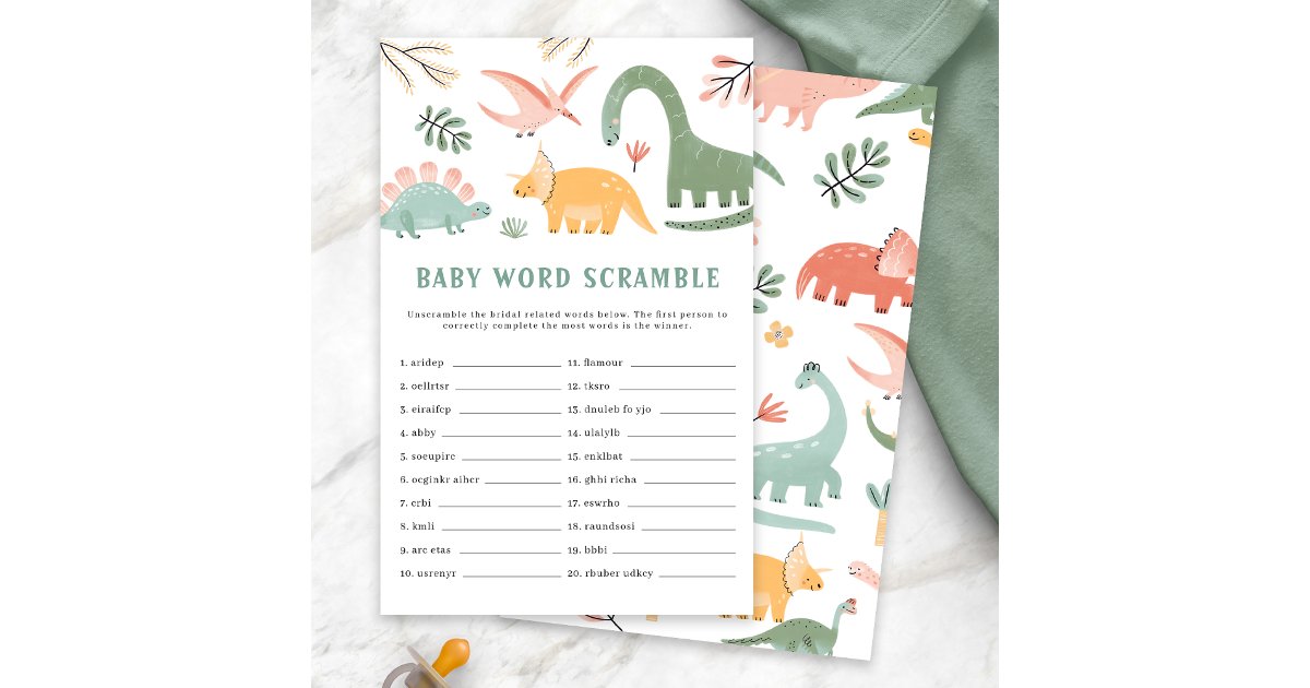 Dinosaur Baby Shower Game | Zazzle