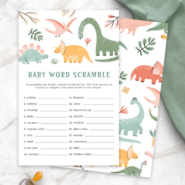 Dinosaur Baby Shower Game | Zazzle