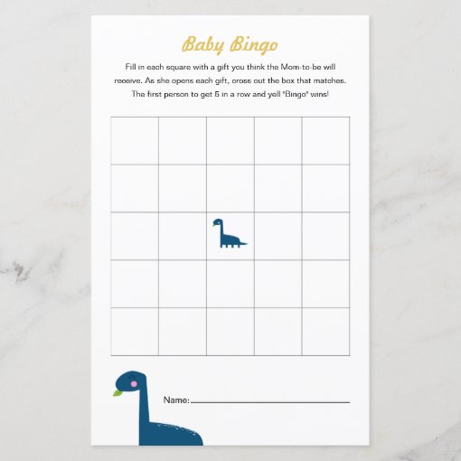 Dinosaur Baby shower Game Bingo Activity | Zazzle