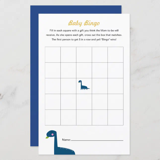 Dinosaur Baby shower Game Bingo Activity | Zazzle