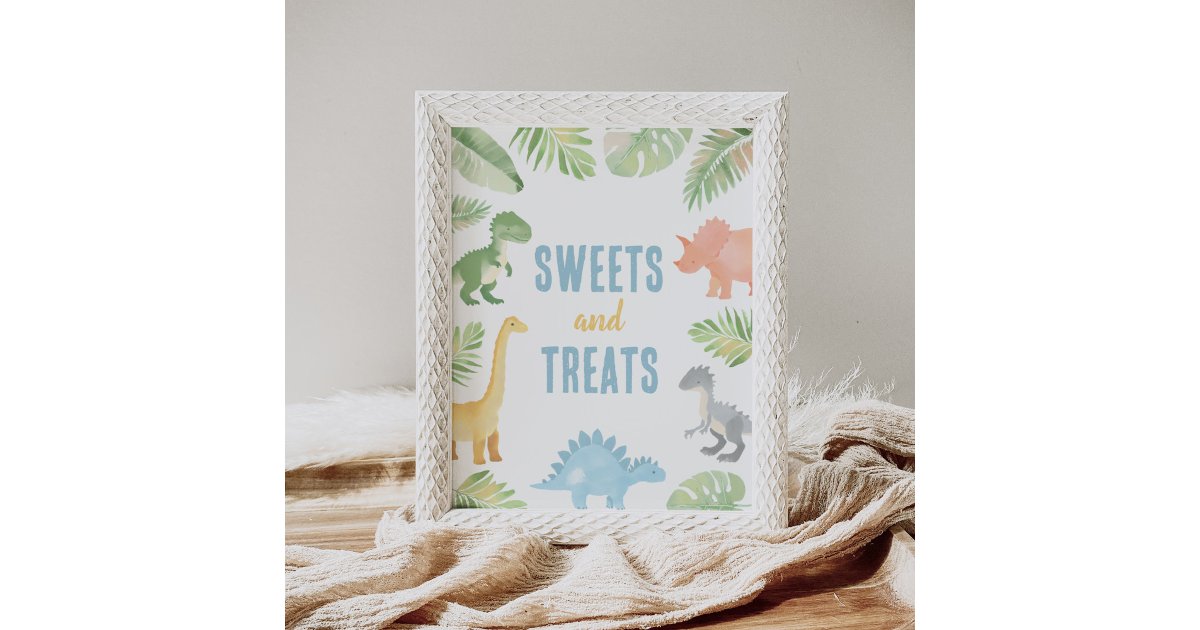 Dinosaur Baby Shower Sweets and Treats Sign | Zazzle