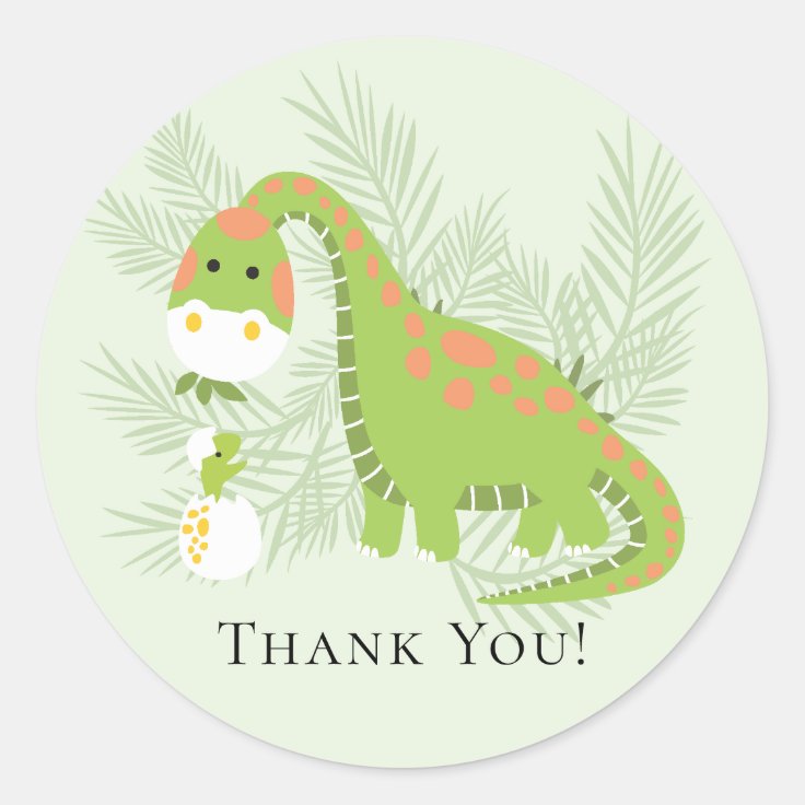 Dinosaur Baby Shower Thank You Favor Sticker | Zazzle