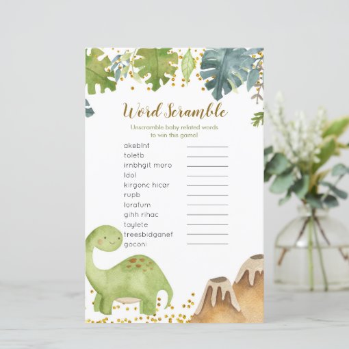 Dinosaur Baby Shower Word Scramble Game | Zazzle