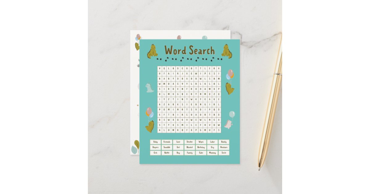 Dinosaur Baby Shower Word Search | Zazzle