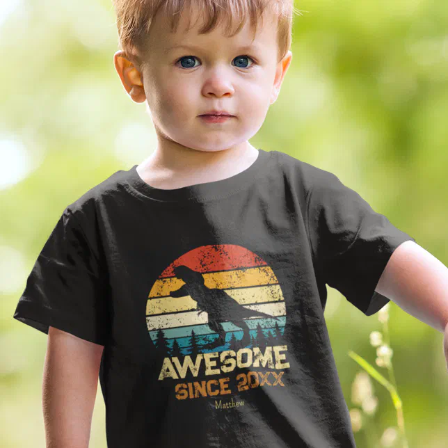Dinosaur Birthday Boy Awesome Since Birth Year Toddler T-shirt | Zazzle
