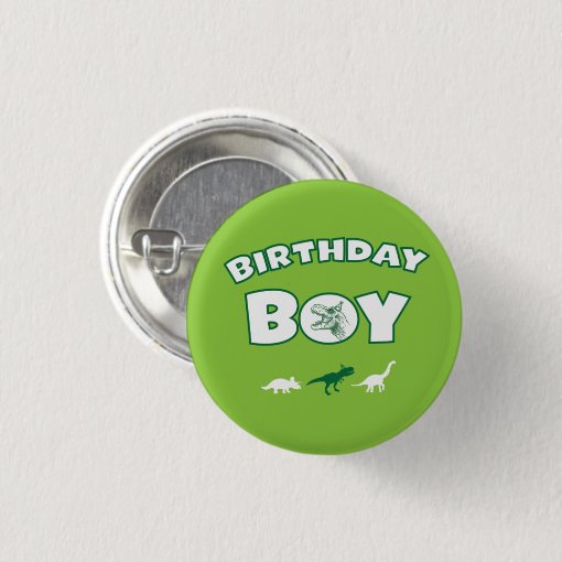Dinosaur Birthday Boy Button | Zazzle