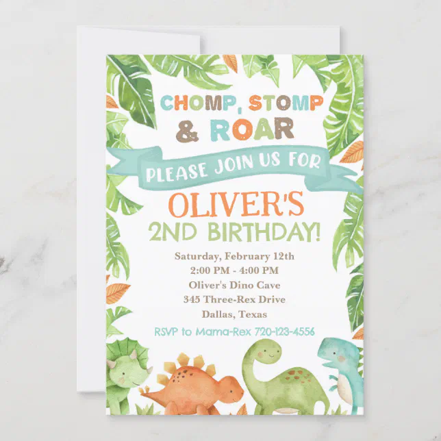 Dinosaur Birthday Invitation, Dino Invitation | Zazzle