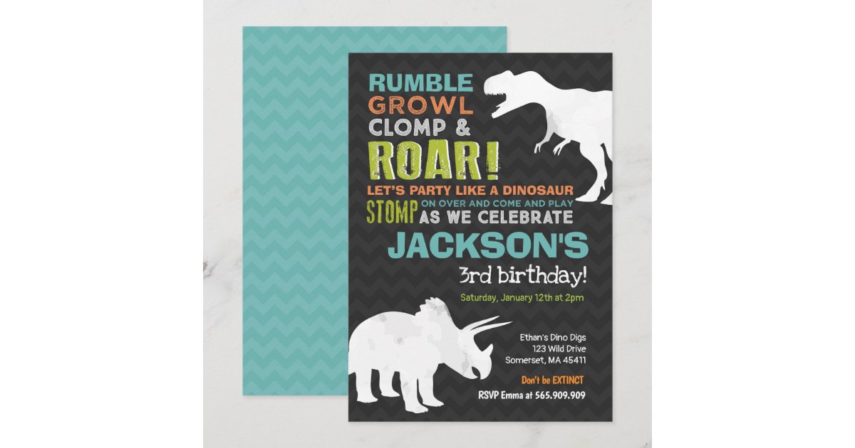 Dinosaur Birthday Invitation Dinosaur Fossil Party | Zazzle
