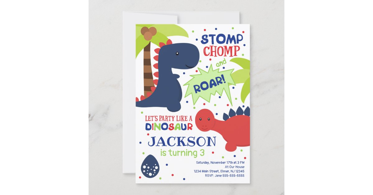 Dinosaur Birthday Invitation for a Boy | Zazzle