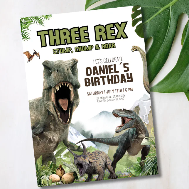 Dinosaur Birthday invitation T Rex Birthday Party | Zazzle