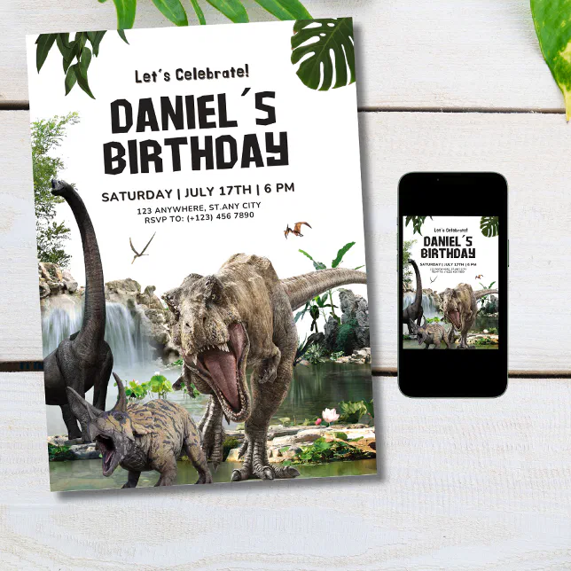 Dinosaur birthday invitation T REX Birthday Party | Zazzle