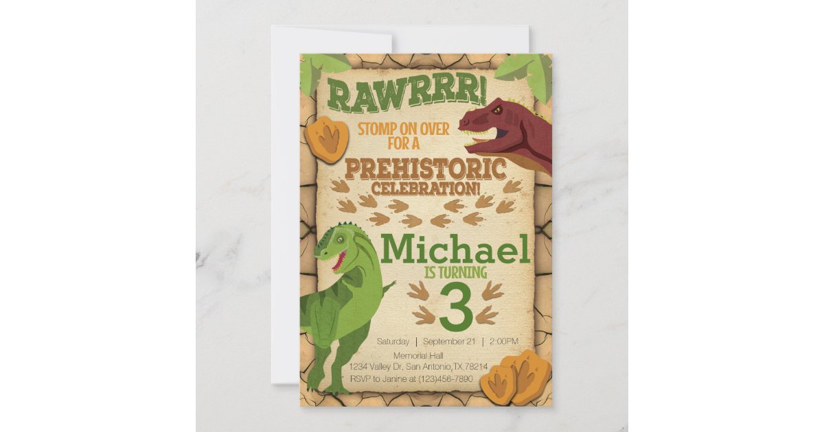 Dinosaur Birthday Invitation, T-Rex Invitation | Zazzle